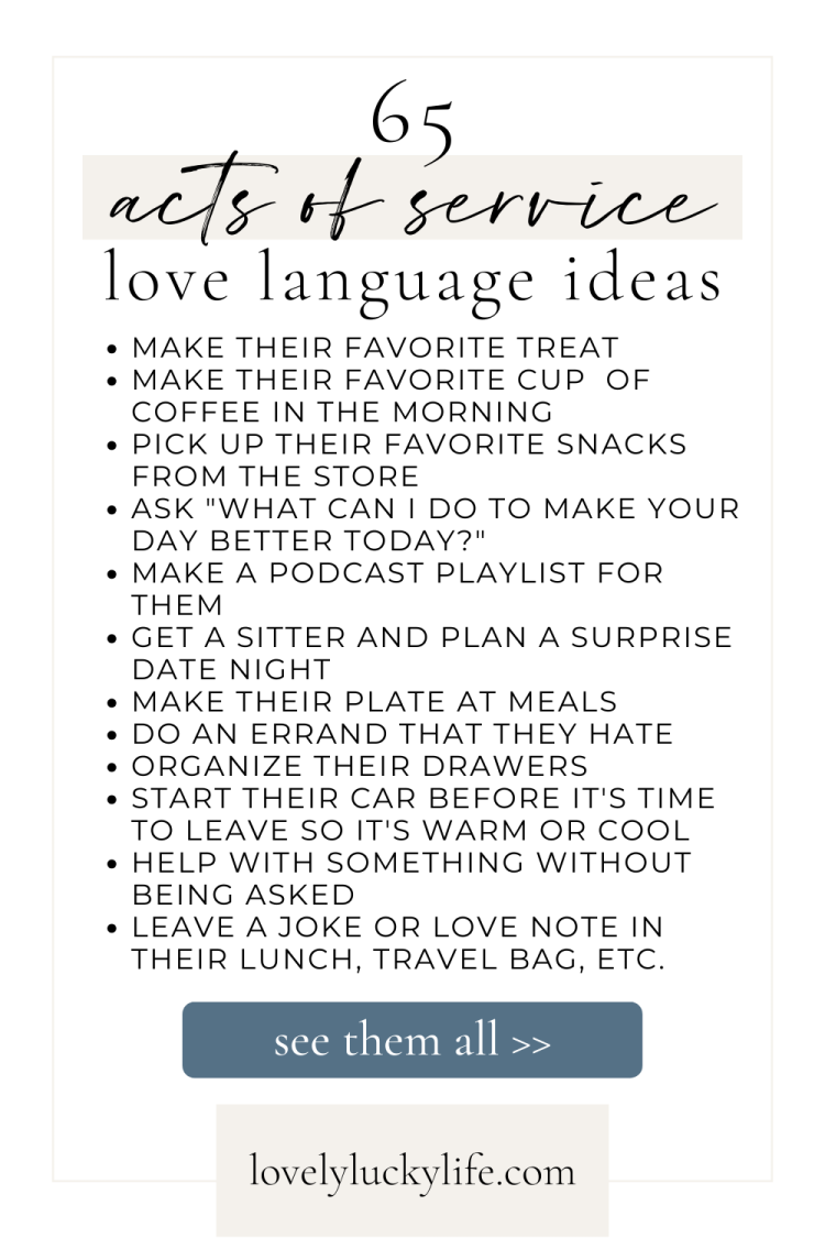 65 Acts of Service Love Language Ideas - Lovely Lucky Life